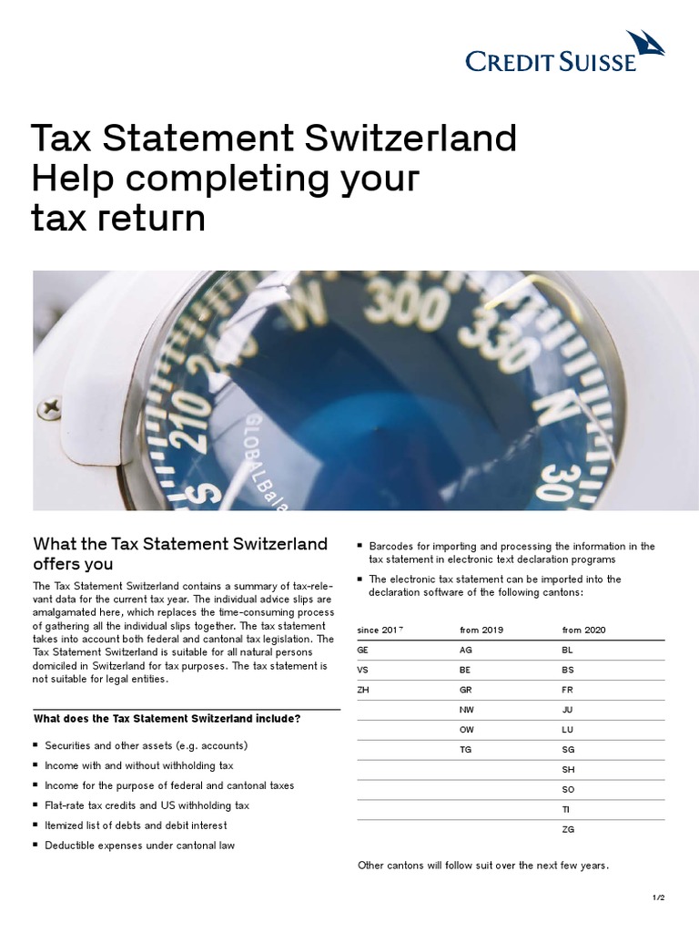 Tax Statement Switzerland Help Completing Your Tax Return | PDF | Taxes ...