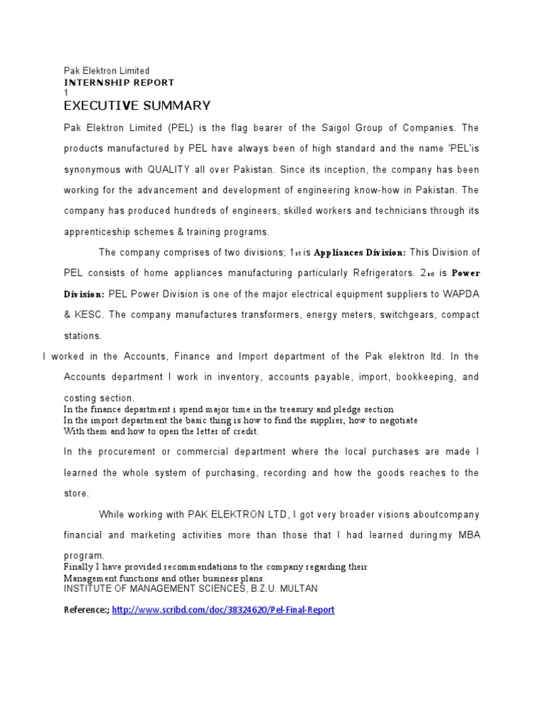 Pak Elektron Limited Internship Insights | PDF | Refrigerator