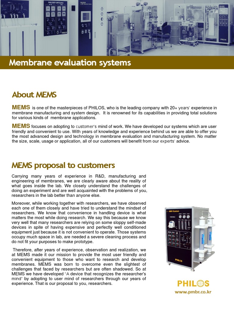 Membrane Evaluation Systems: About MEMS | PDF | Sheet Metal | Pump