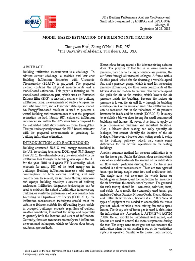 ASHRAE-Building Infiltration | PDF | Kalman Filter