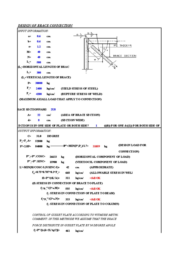 Design of Brace Connection: Input Information | PDF | Mechanical ...