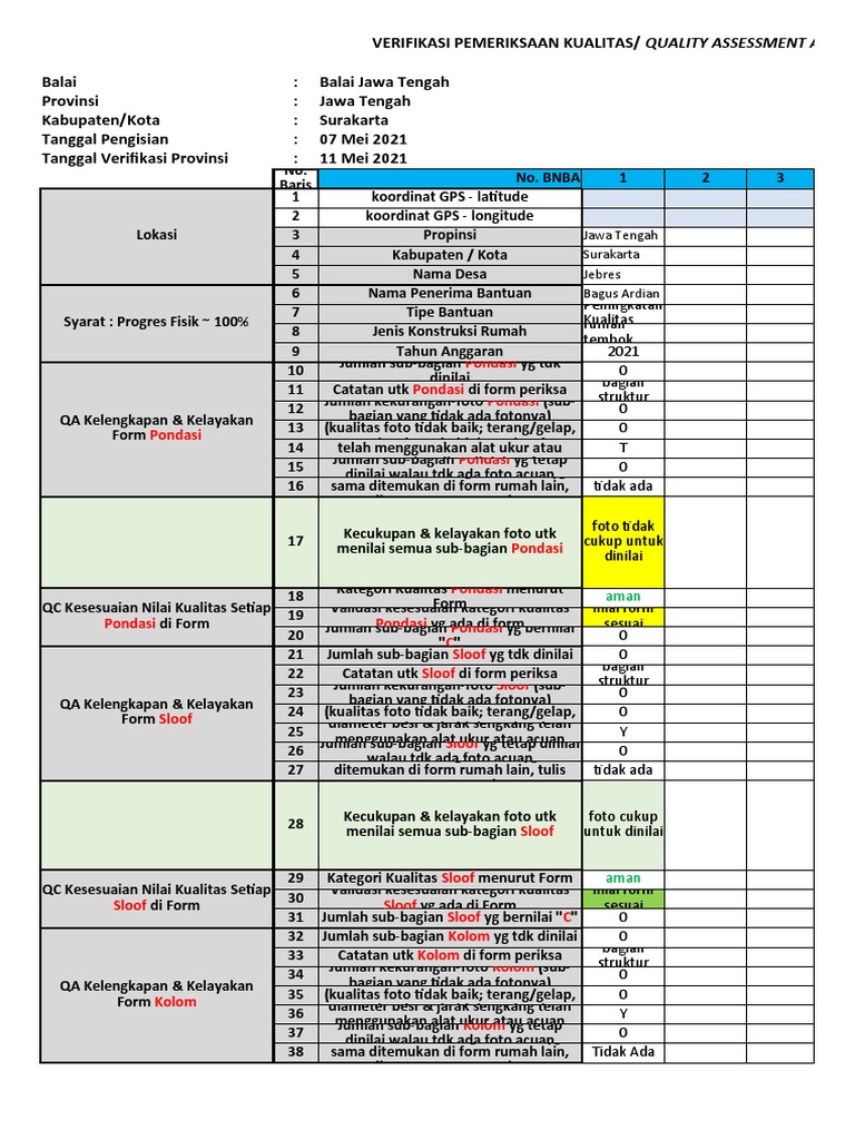 3 (QA - QC Format D-9 Verifikasi Pemeriksaan Kualitas) | PDF