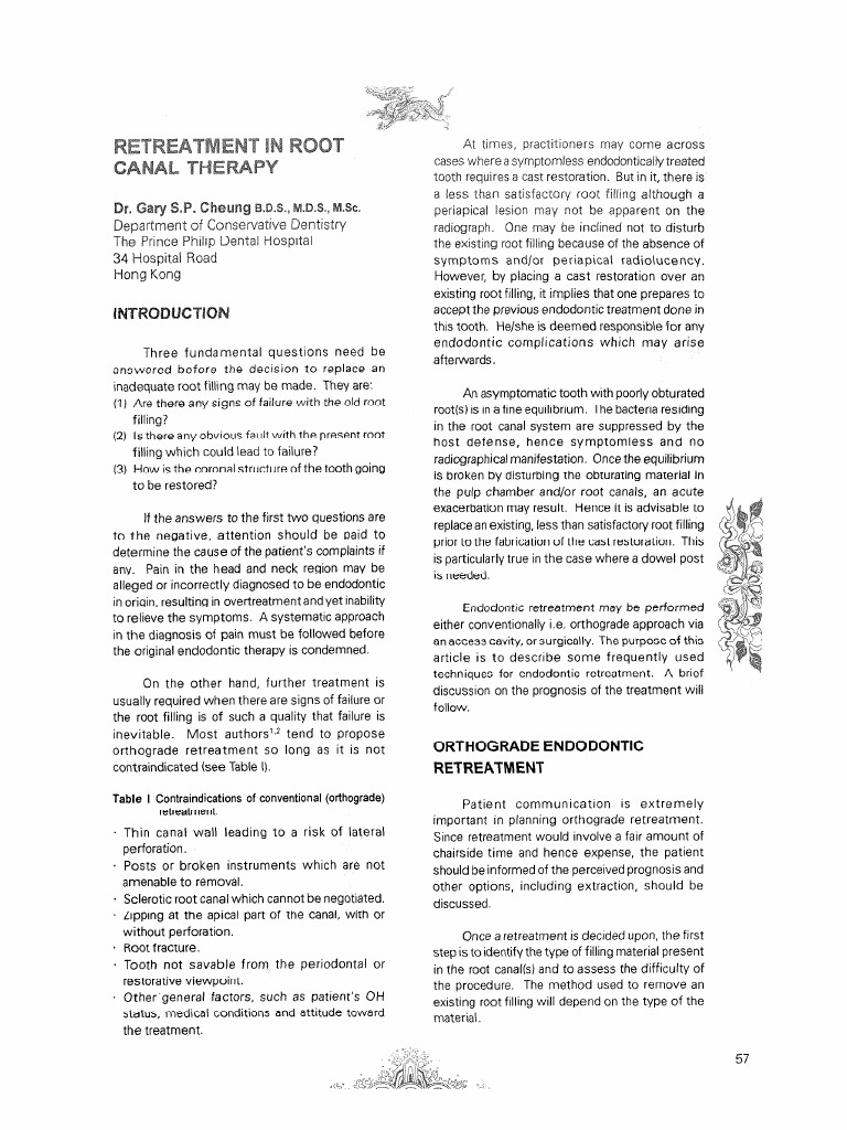 Orthograde Endodontic Retreatment | PDF | Dentistry Branches | Health Care