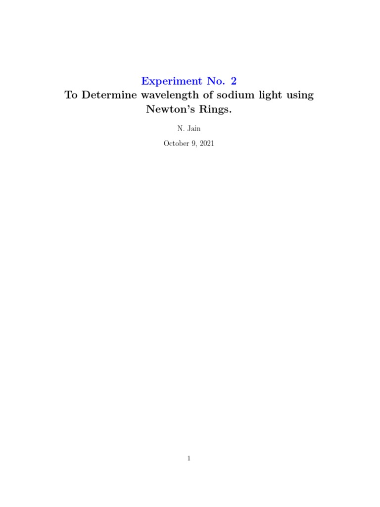 To Determine Wavelength of Sodium Light Using Newton's Rings | PDF ...