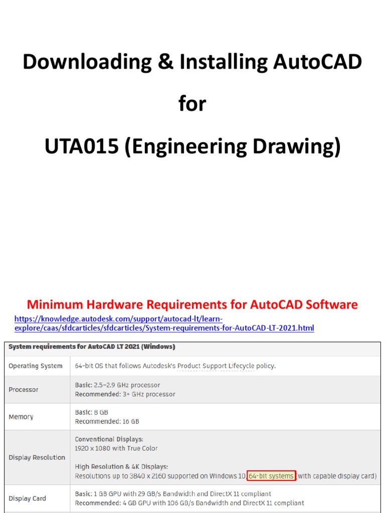 DOWNLOADING AND INSTALLING AutoCAD | PDF