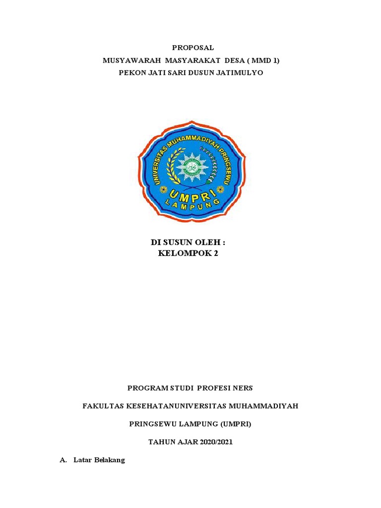 Proposal MMD 1 Kel 2 | PDF | Karier & Perkembangan | Kesehatan Holistik