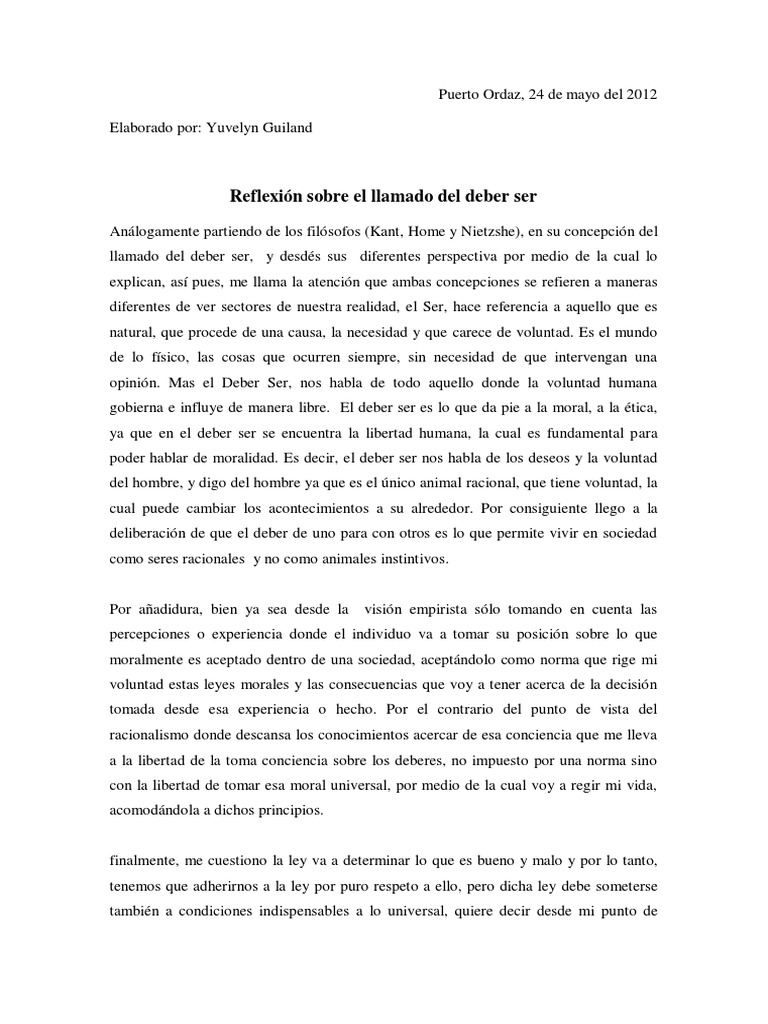 El Deber Ser | PDF | Moralidad | Libertad