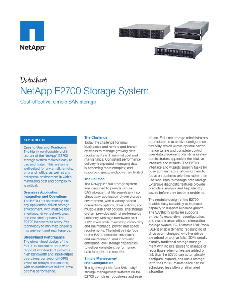 Netapp E2700 Storage System: Datasheet | Download Free PDF | Solid ...
