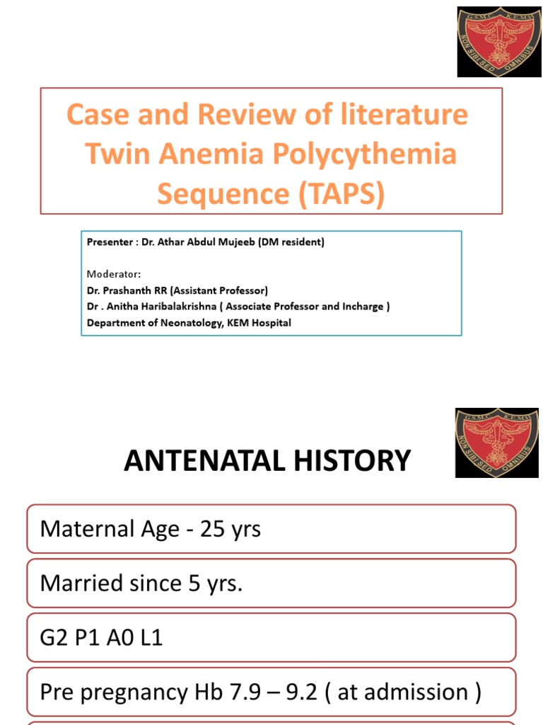 Twin Anemia Polycythemia Sequence Case Study | PDF | Diseases And ...