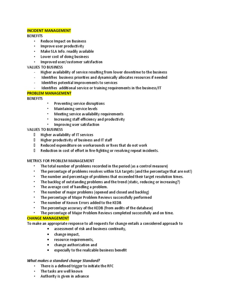 Incident Management: What Makes A Standard Change Standard? | PDF ...