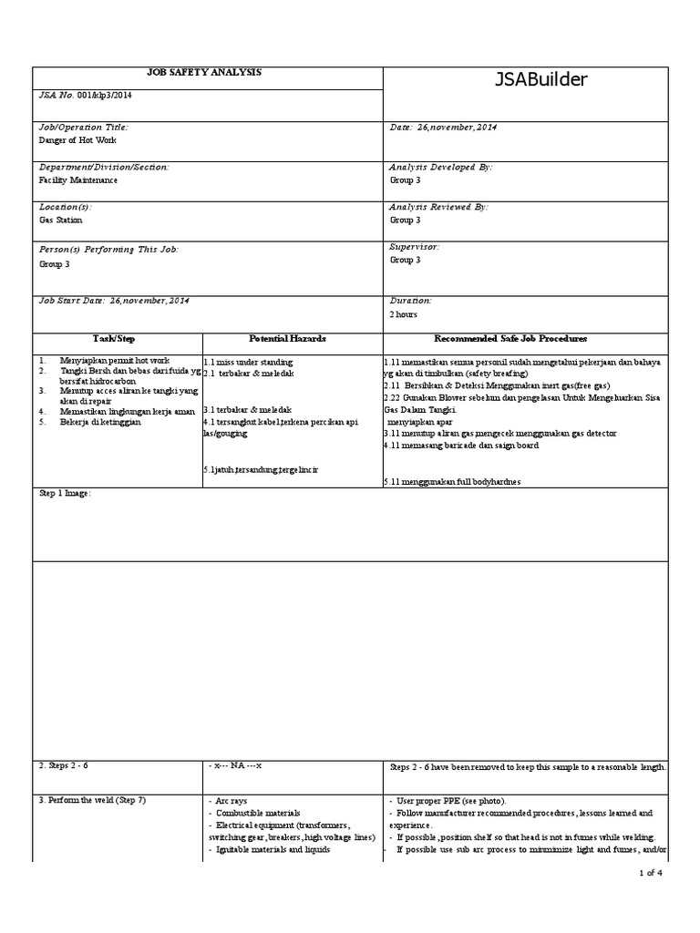 Jsa Sample | PDF | Construction | Welding
