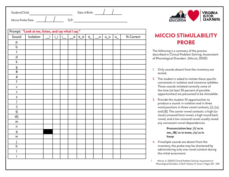 Avaliação Da Estimulabilidade (Miccio) | PDF | Vowel | Phonetics