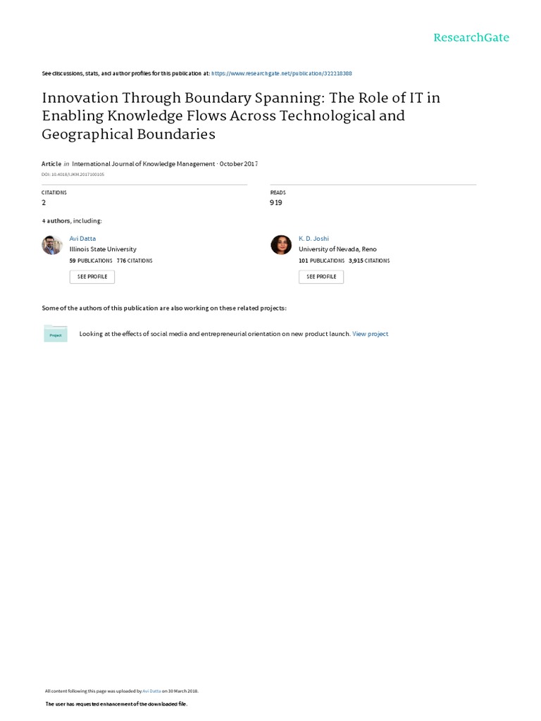 Innovation Through Boundary Spanning - The Role of IT in Enabling Knowledge Flows Across ...