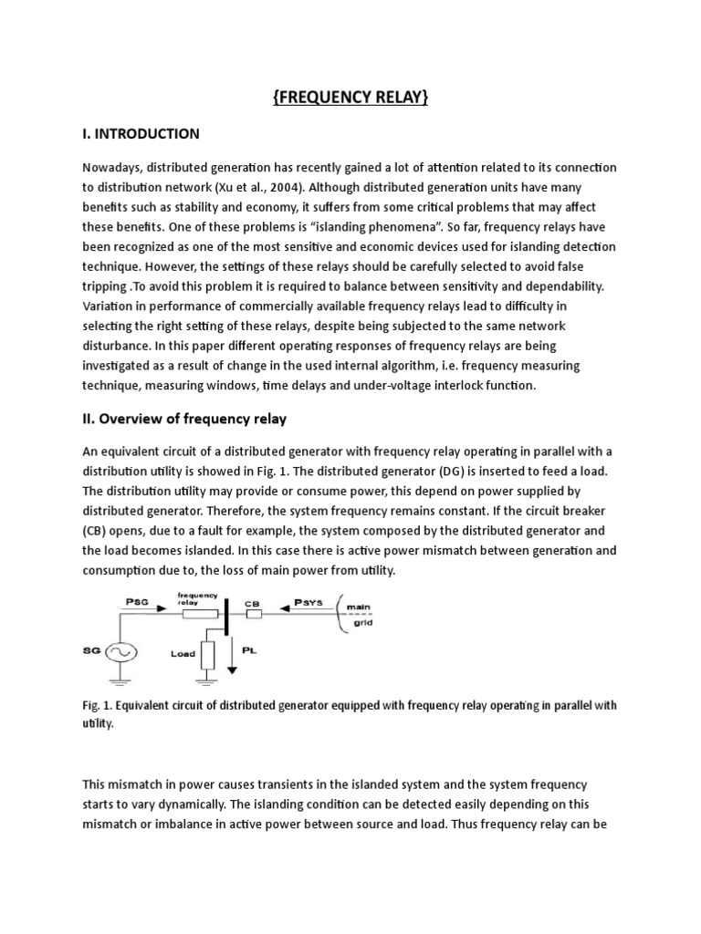 Frequency Relay for Islanding Detection | PDF | Relay | Inductor