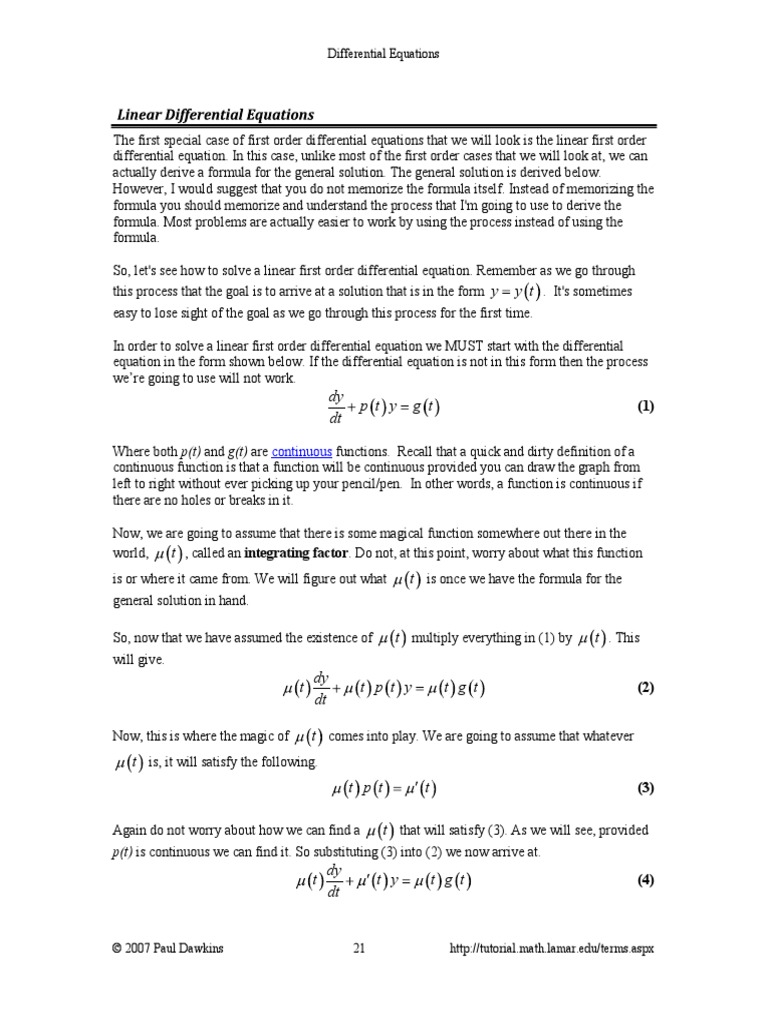 Integrating Factor | PDF | Equations | Function (Mathematics) Integrating Factor | PDF | Equations | Function (Mathematics)