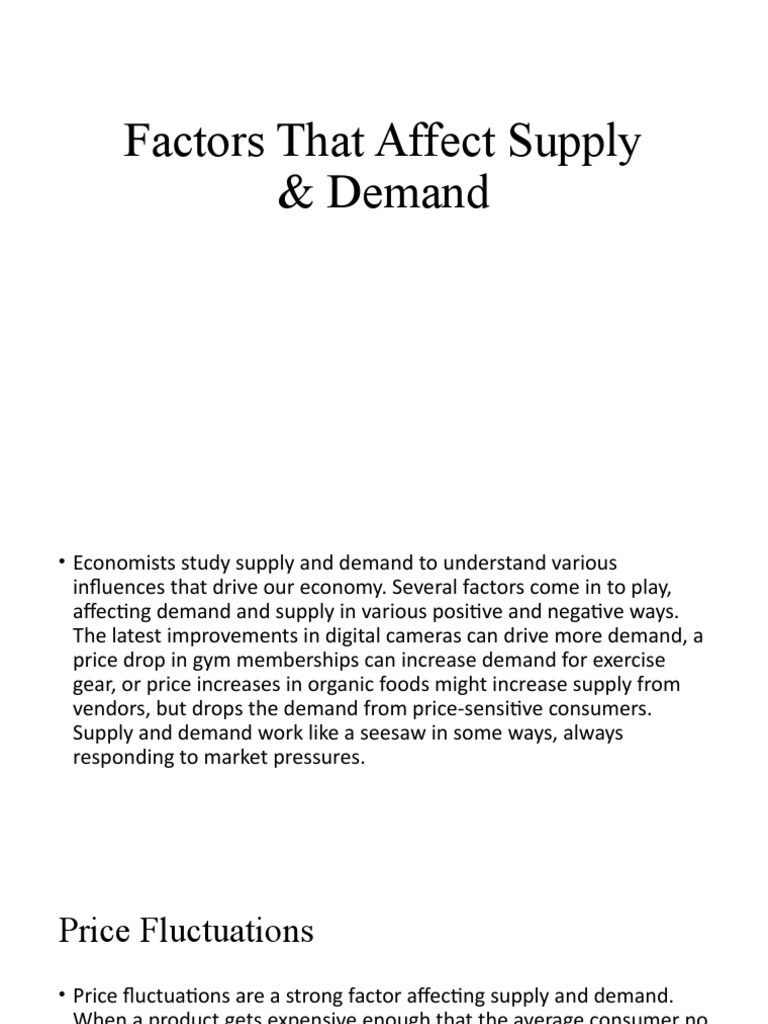 Factors That Affect Supply & Demand | PDF