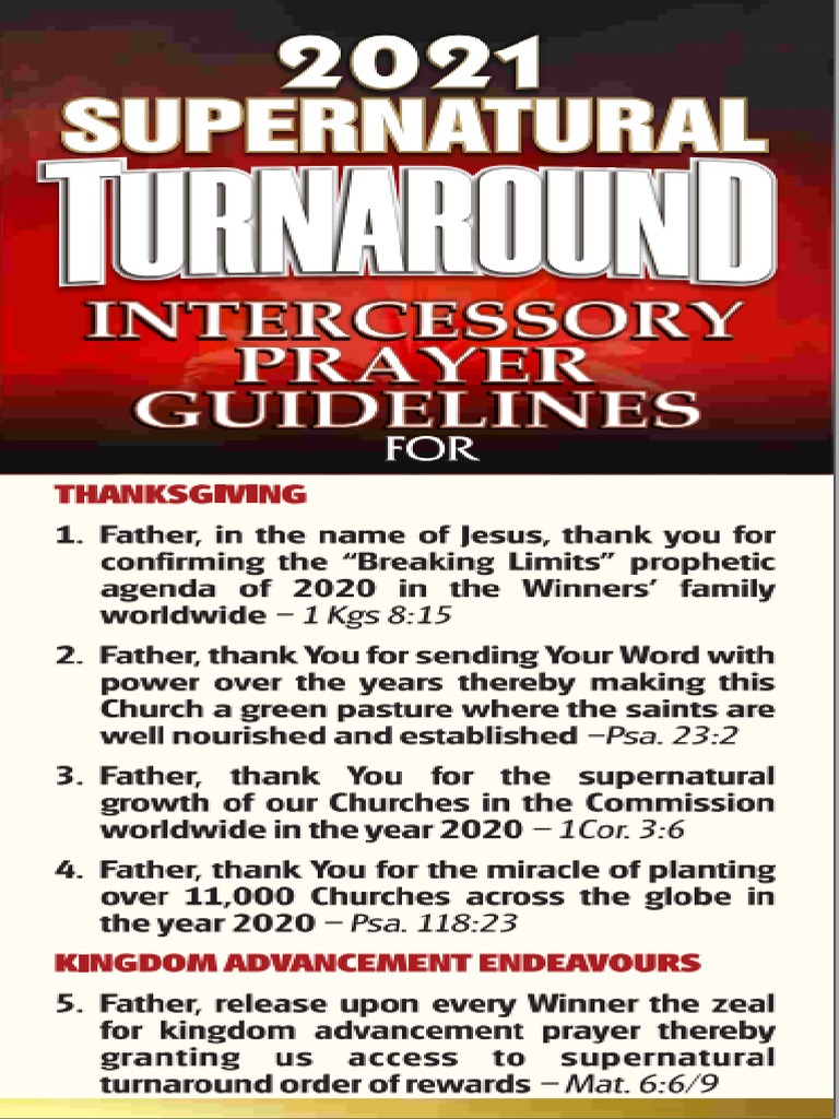 2021 Supernatural Turnaround Interc Prayer Guidelines | PDF