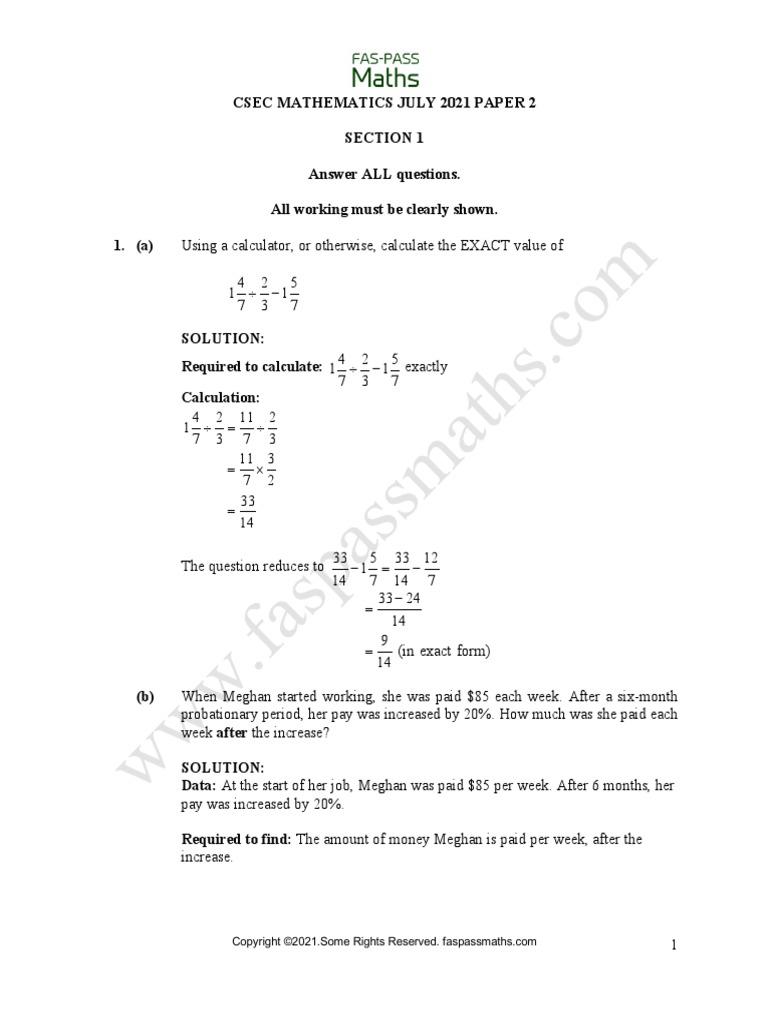Csec Maths July 2021 | PDF | Volume | Triangle