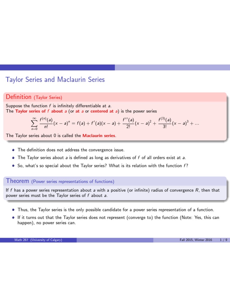 Taylor Series and Maclaurin Series: Theorem | PDF | Power Series | Abstract Algebra