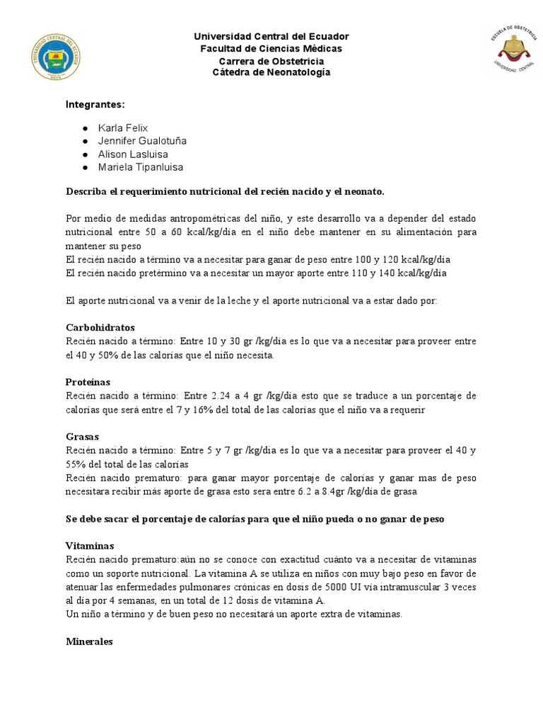 Tarea 2. Neonatología | PDF | Leche | La leche materna