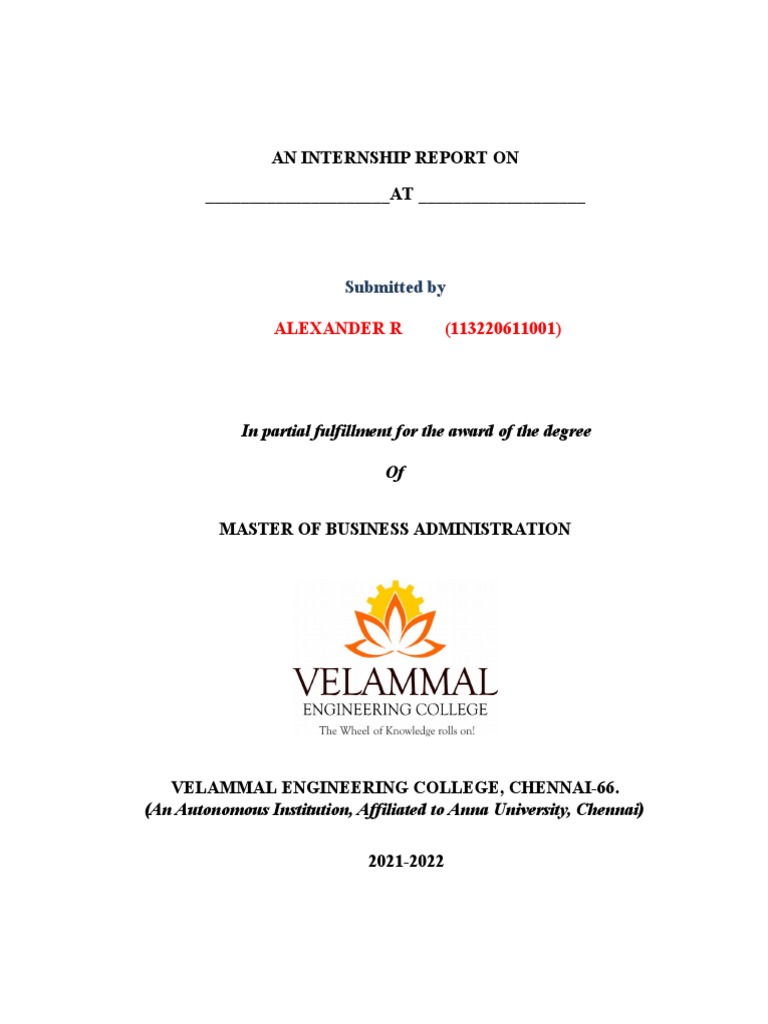 An Internship Report On - AT | PDF | Master Of Business Administration | Behavior Modification