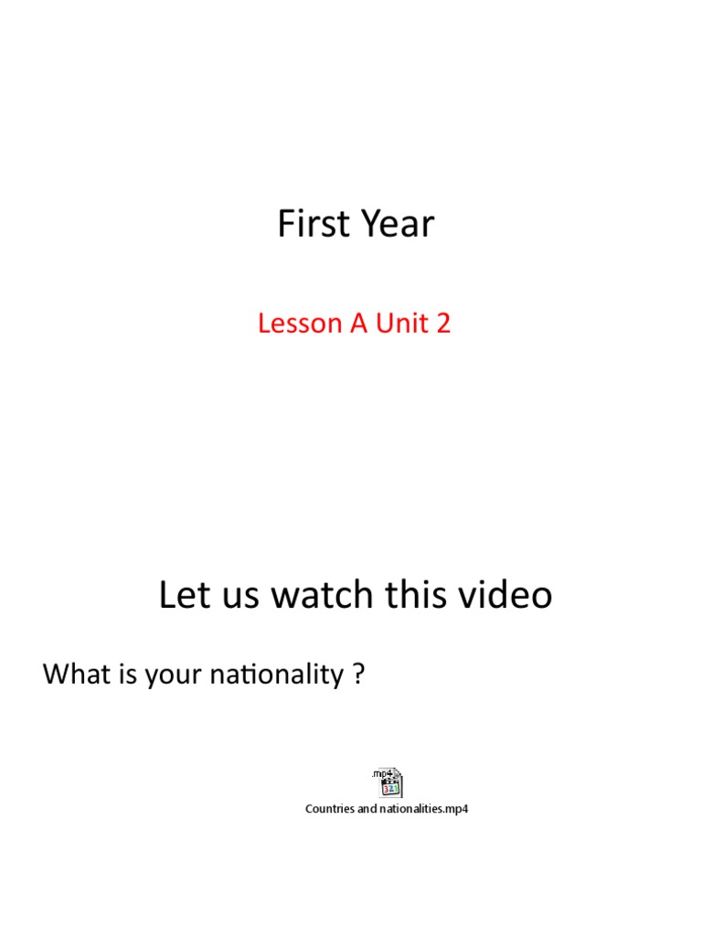 First Year Lesson A Unit 2 | PDF