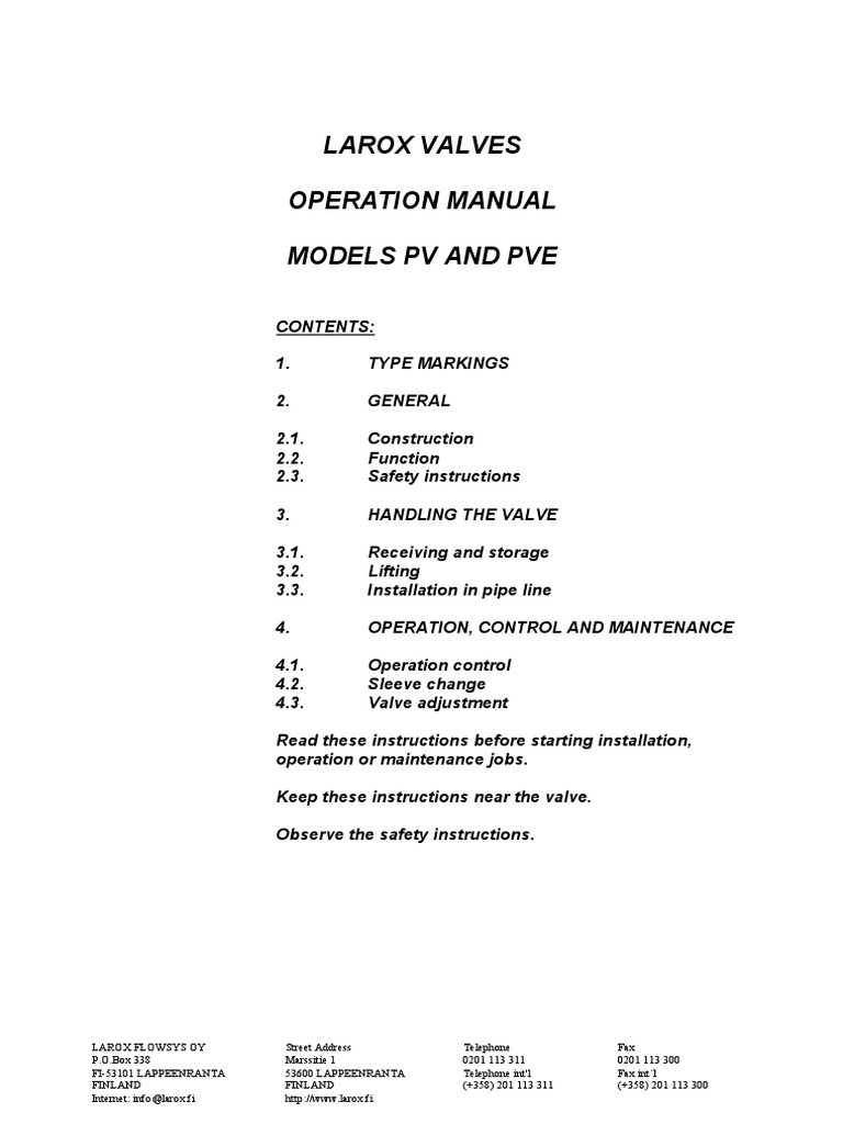BA PV-und-PVE EN1 | PDF | Valve | Pipe (Fluid Conveyance)