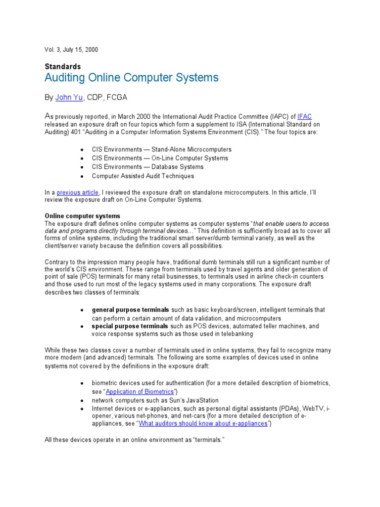 Auditing Online Computer Systems | PDF | Computer Terminal | Computer File