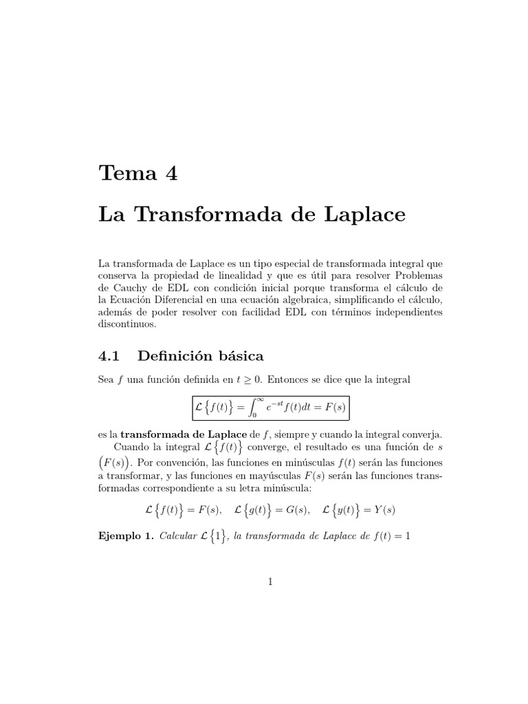 Transformada de Laplace | PDF | Integral | Transformada de Laplace