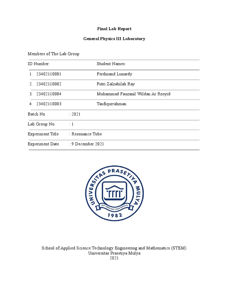 Final Lab Report General Physics III Laboratory | PDF | Frequency ...