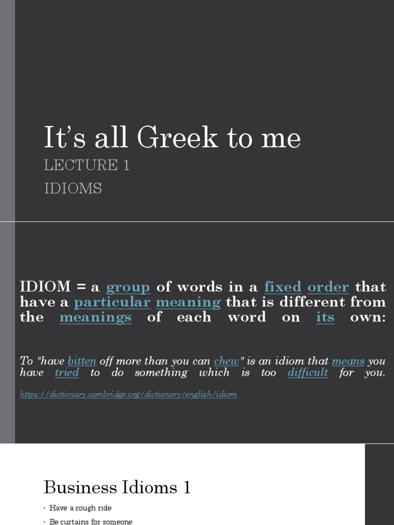 It's All Greek To Me: Idioms | Download Free PDF | Entrepreneurship ...