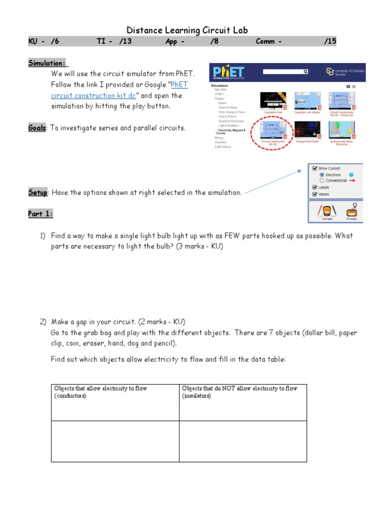 Circuits PhET LAb Activity | PDF | Series And Parallel Circuits | Voltage