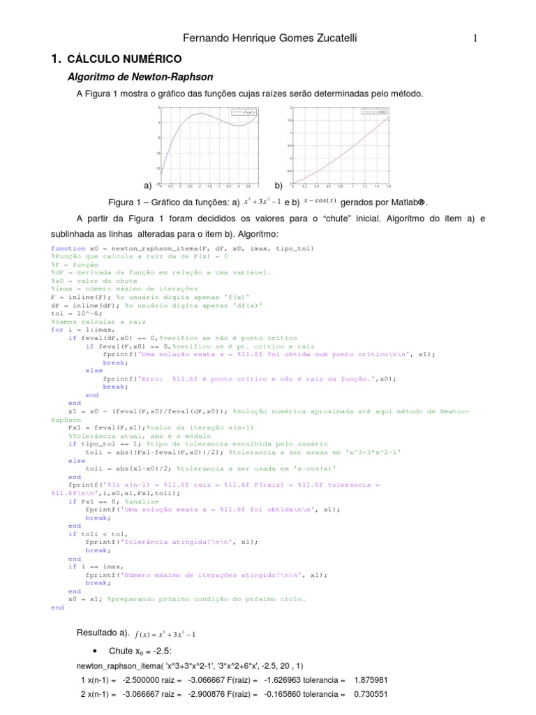 Cálculo Numérico - Algoritmo de Newton-Raphson - MATLAB | PDF | Algoritmos | Analise matemática
