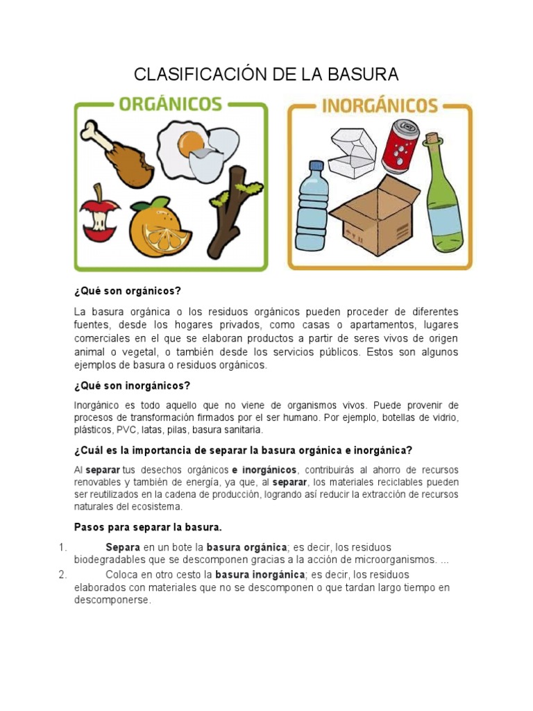 CLASIFICACIÓN DE LA BASURA | PDF