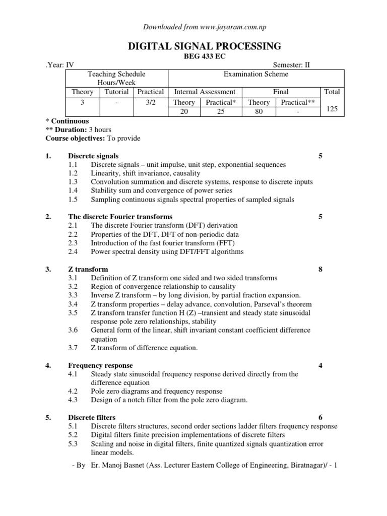 DSP | PDF | Discrete Fourier Transform | Digital Signal Processing