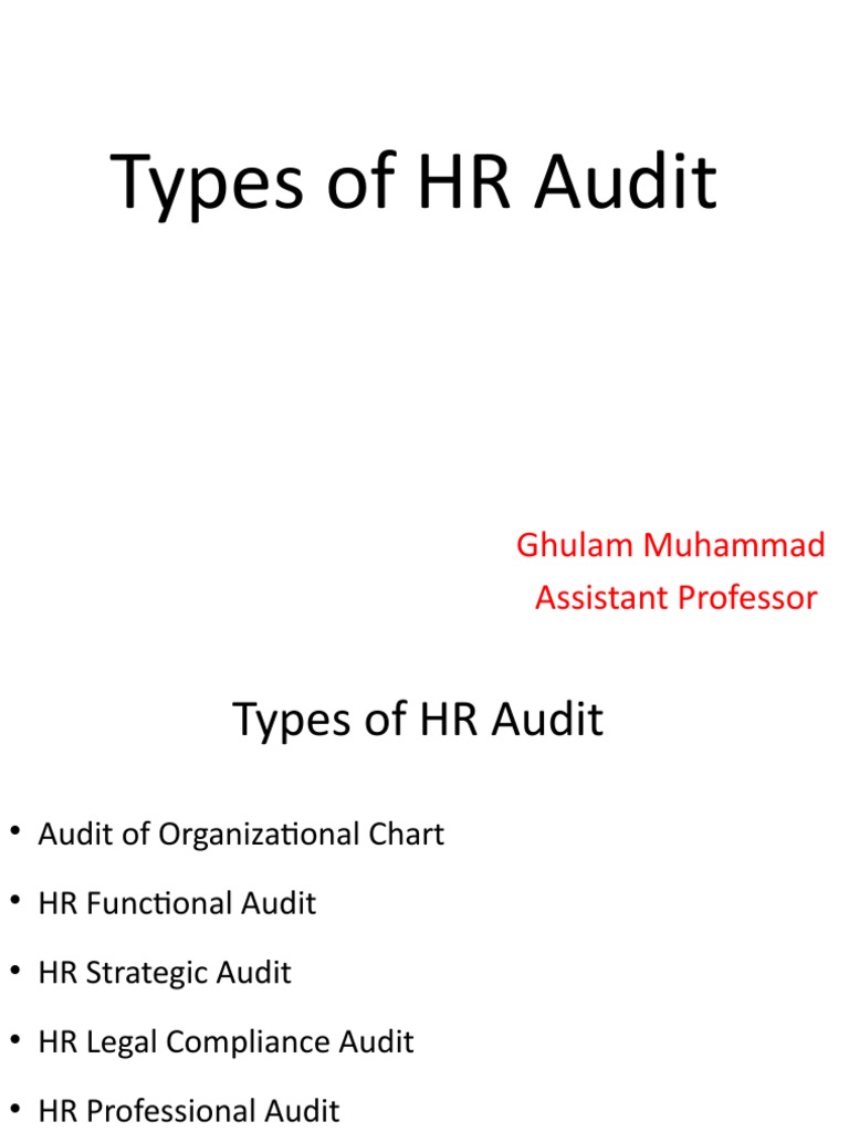 Types of HR Audit: Ghulam Muhammad Assistant Professor | PDF