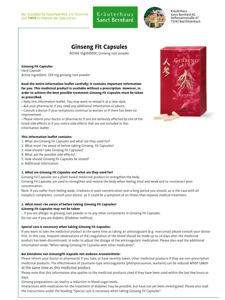 Ginseng Leaflet | PDF | Dose (Biochemistry) | Chemistry