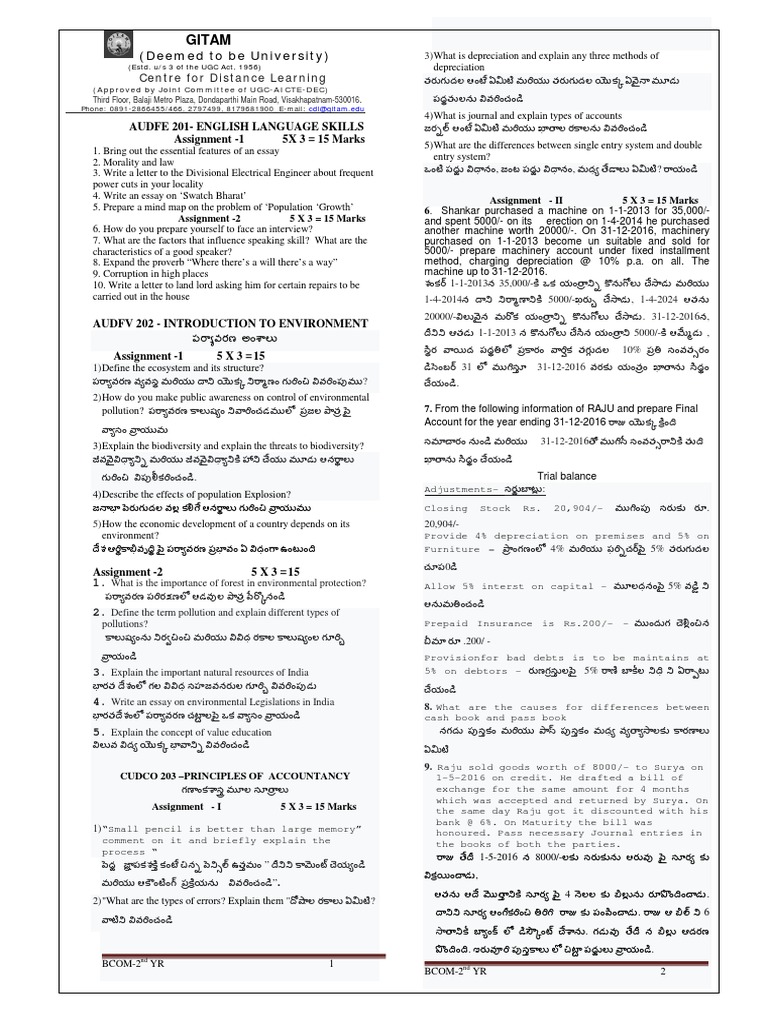 BCom Second Year Assignments | PDF | Statistics | Business
