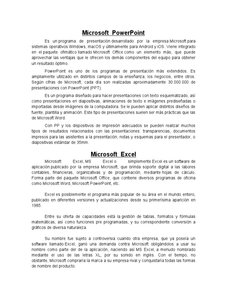 PowerPoint, Excel, Work y Publisher | PDF | Microsoft Excel | Microsoft ...