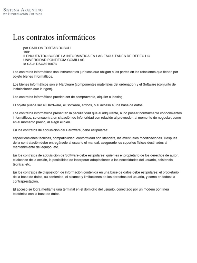 Los Contratos Informáticos | PDF