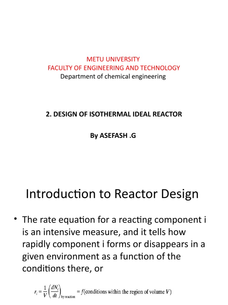 2 Design of Isothermal Ideal Reactors | PDF | Chemical Reactor | Chemical Reactions