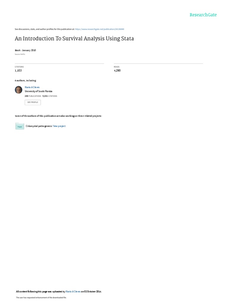 An Introduction To Survival Analysis Using Stata | PDF | Regression Analysis | Errors And Residuals