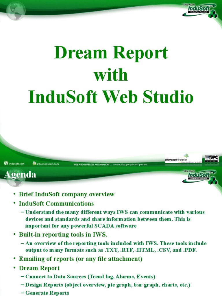 Dream Report with InduSoft Overview | PDF | World Wide Web | Internet & Web