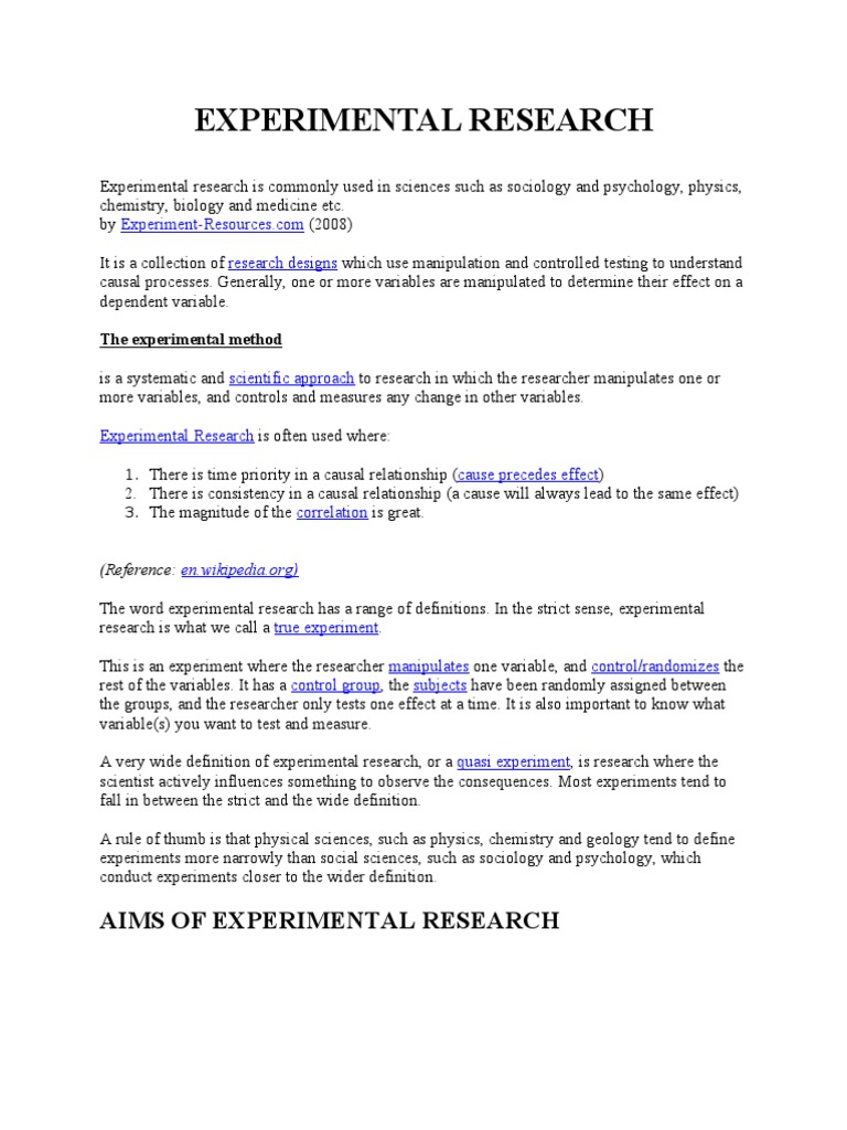 Experimental Research | PDF | Experiment | Sampling (Statistics)