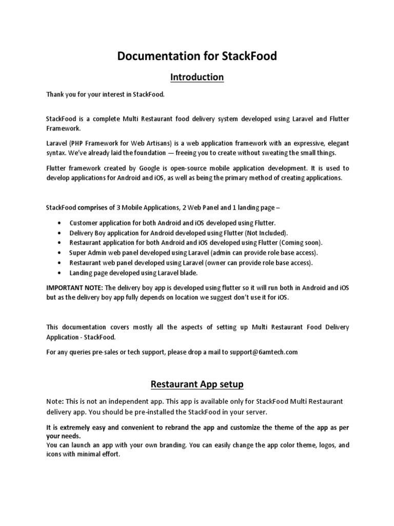 Documentation For Stackfood: Delivery App. You Should Be Pre-Installed The Stackfood in Your ...