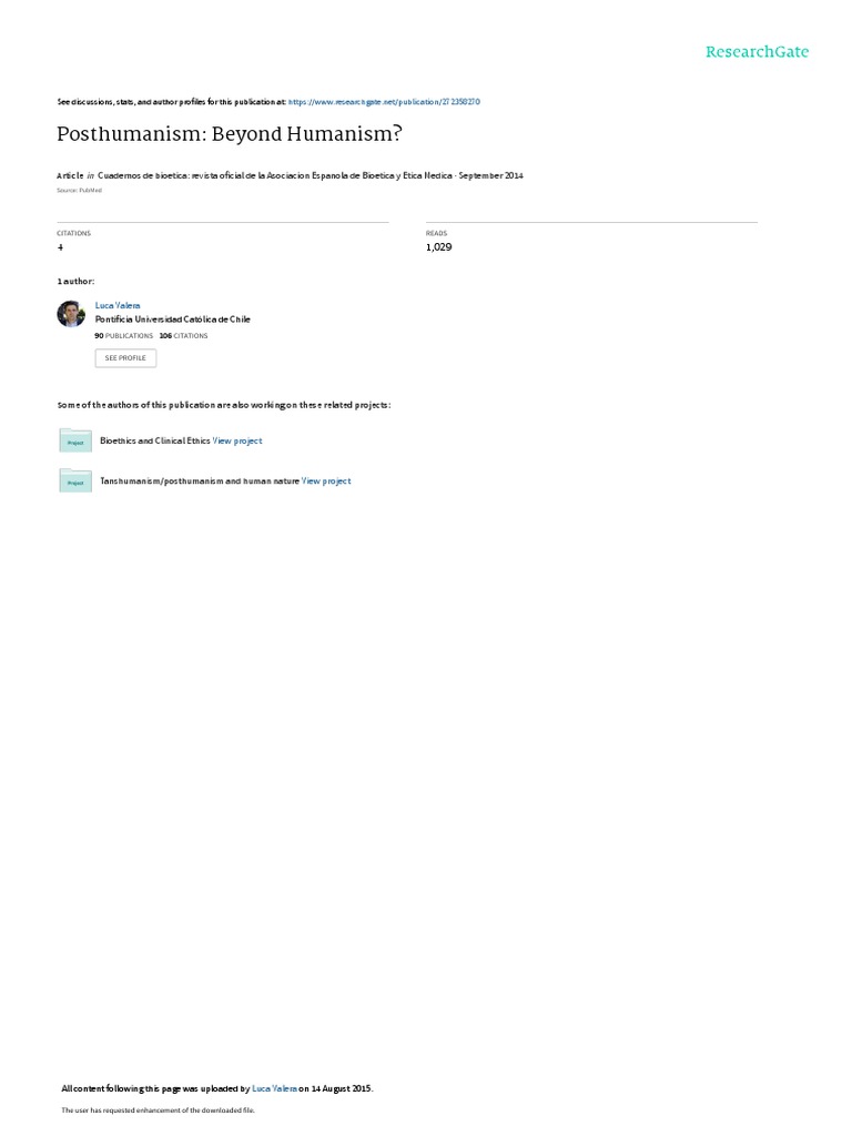 Posthumanism: Beyond Humanism? | PDF | Transhumanism | Posthuman