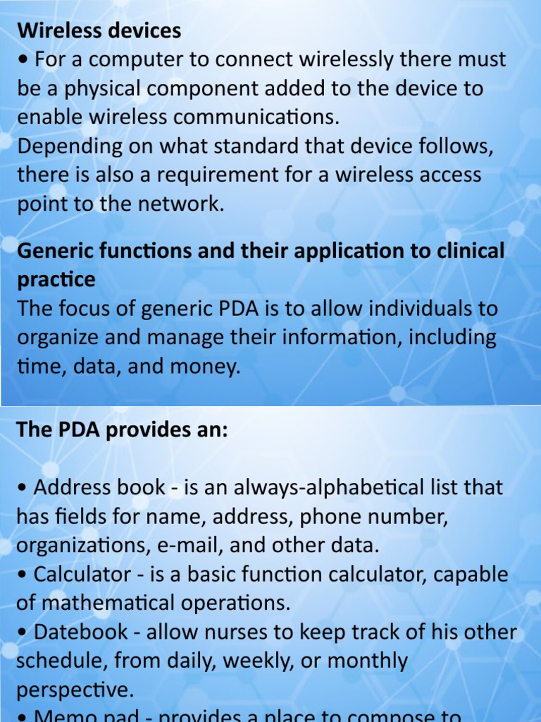 Wireless devices enable clinical PDA applications | PDF | Personal ...