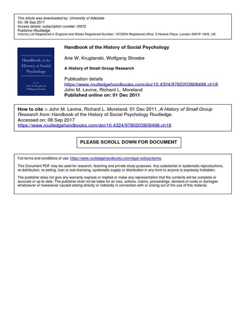 A History of Small Group Research - ch18 | PDF | Psychology | Social ...