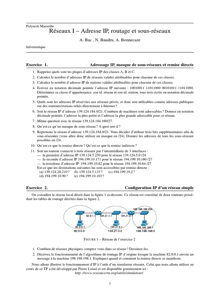 Reseau1 TP2 2022 | PDF | Adresse IP | Commutateur réseau