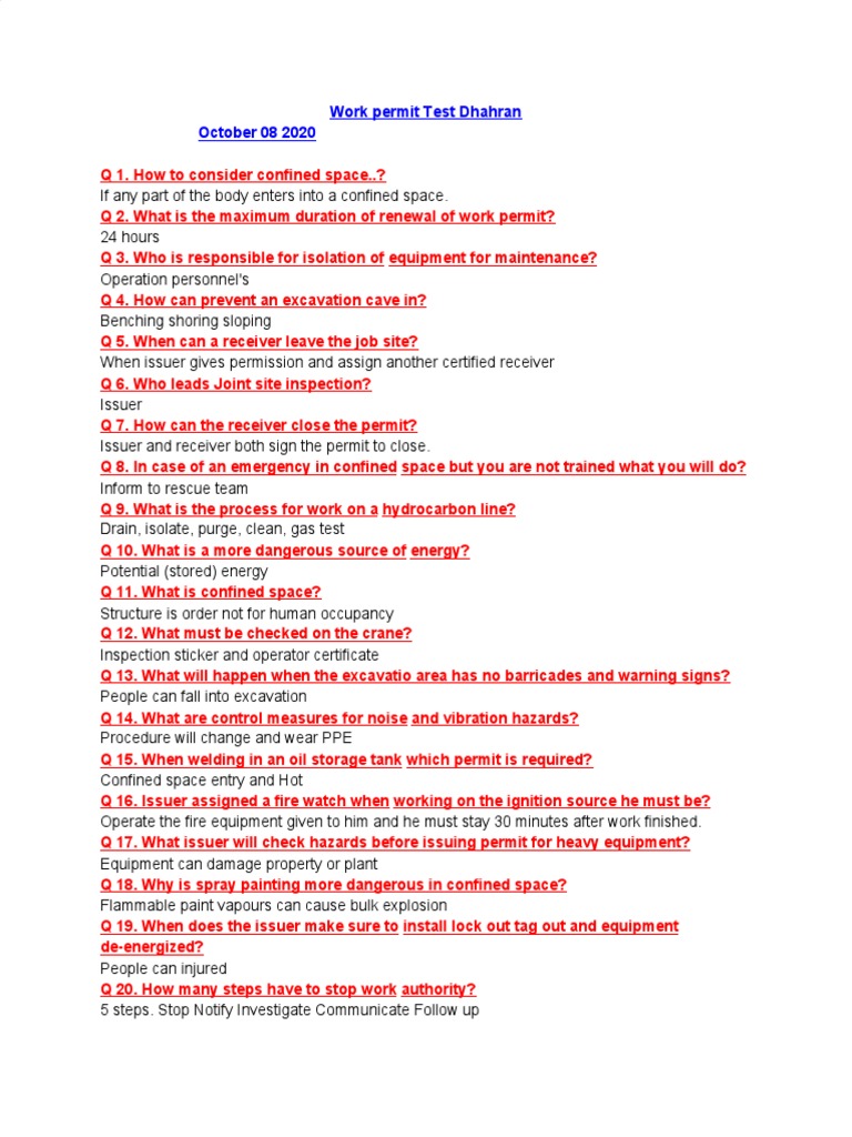 WPR Test Dhahran 08 Oct 2020 | PDF | Working Conditions | Workplace